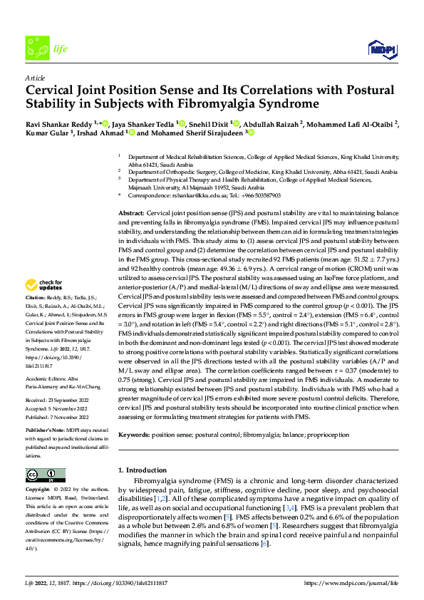 (PDF) Cervical Joint Position Sense and Its Correlations with Postural ...