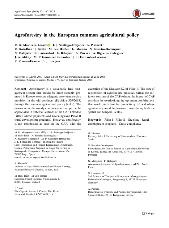 (PDF) Agroforestry in the European common agricultural policy
