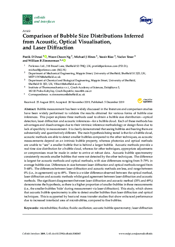 (PDF) Comparison of Bubble Size Distributions Inferred from Acoustic, Optical Visualisation, and ...