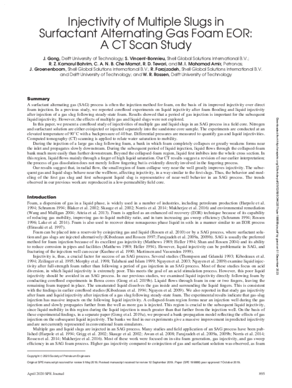 (PDF) Injectivity of Multiple Slugs in Surfactant Alternating Gas Foam ...