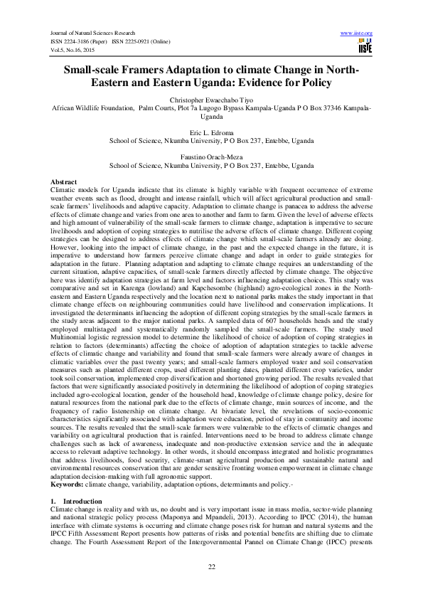 (PDF) Small-scale Framers Adaptation to climate Change in North-Eastern ...