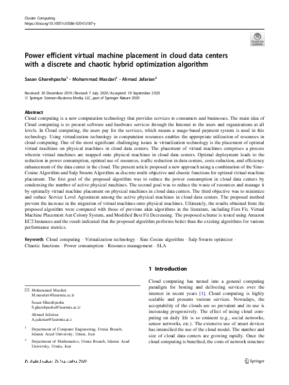 (PDF) Power-Efficient Virtual Machine Placement in Cloud Datacenters using Heuristic Assisted ...