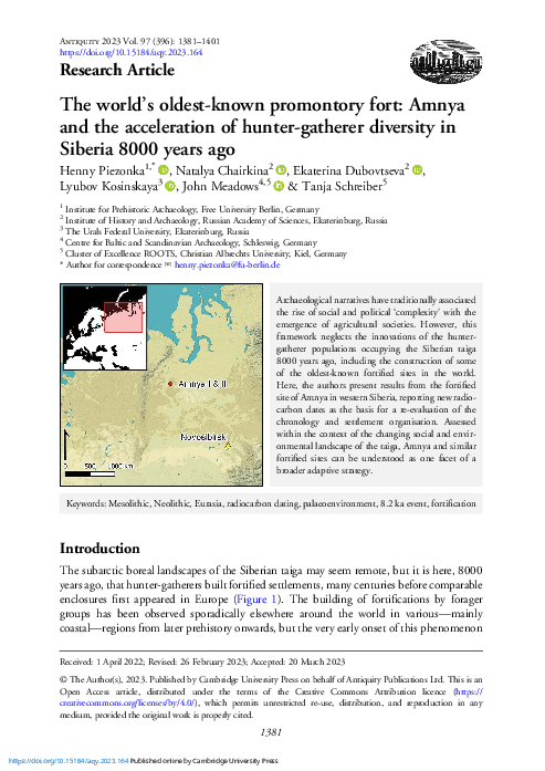 (PDF) The world's oldest-known promontory fort: Amnya and the ...