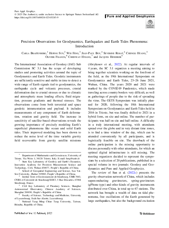 (PDF) Precision Observations for Geodynamics, Earthquakes and Earth ...