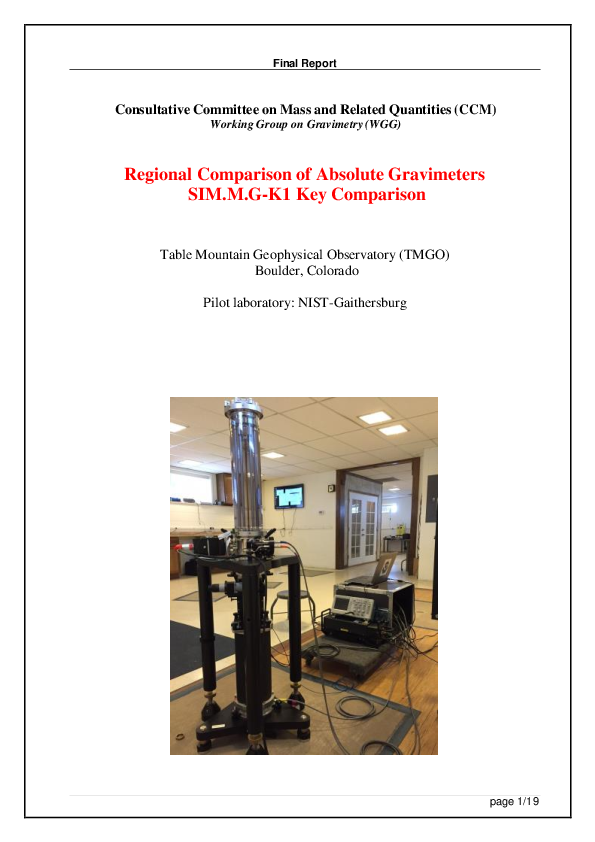 (PDF) Regional comparison of absolute gravimeters SIM.M.G-K1 key comparison