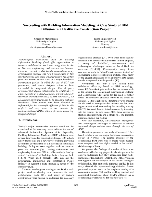 (PDF) Succeeding with Building Information Modeling: A Case Study of ...