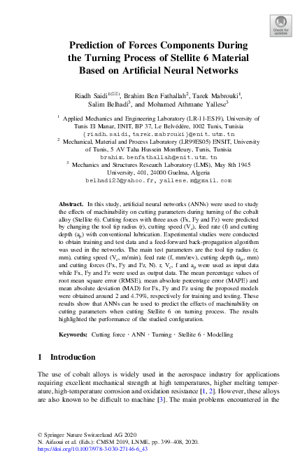 (PDF) Prediction of Forces Components During the Turning Process of Stellite 6 Material Based on ...