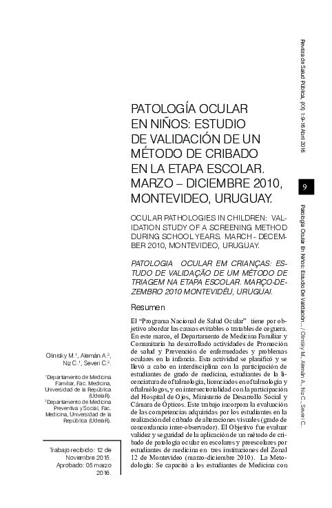 (PDF) Patología ocular en niños: estudio de validación de un método de ...