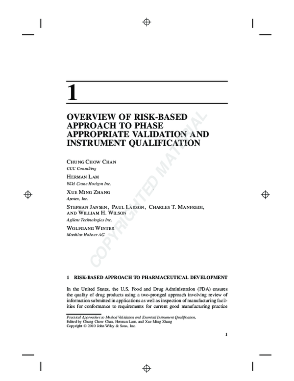 (PDF) Overview of Risk-Based Approach to Phase Appropriate Validation ...