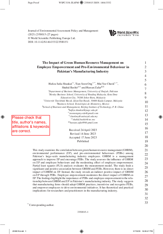 (PDF) The Impact of Green Human Resource Management on Employee ...
