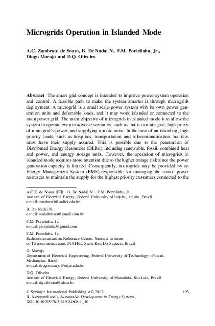 (PDF) Microgrids Operation in Islanded Mode
