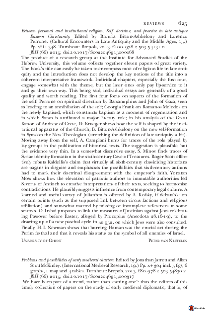(PDF) Problems and Possibilities of Early Medieval Charters ed. by ...