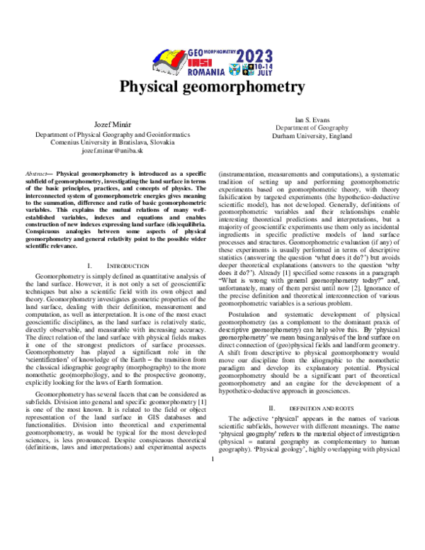 (PDF) Physical geomorphometry