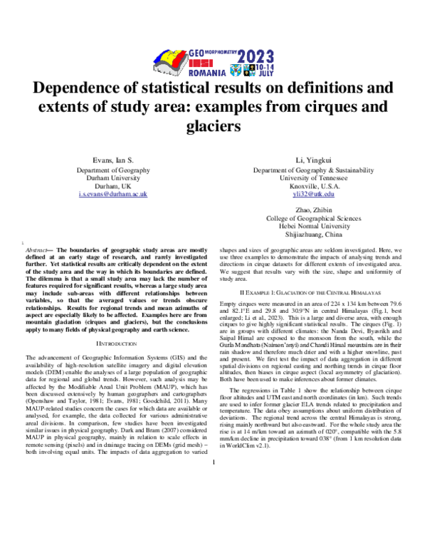 (PDF) Dependence of statistical results on definitions and extents of ...