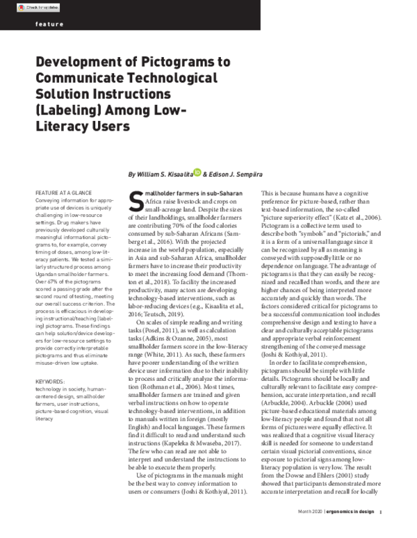 (PDF) Development of Pictograms to Communicate Technological Solution ...
