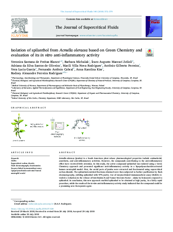 (PDF) Isolation of spilanthol from Acmella oleracea based on Green ...