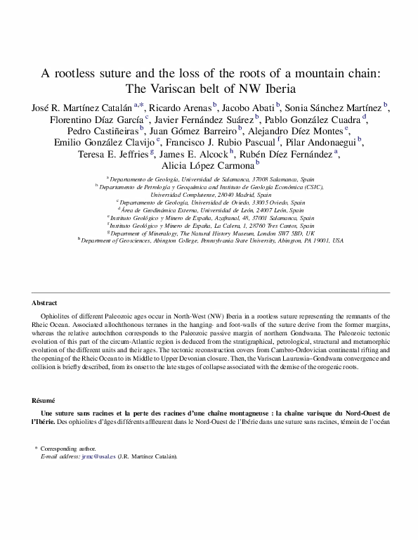 (PDF) A rootless suture and the loss of the roots of a mountain chain: The Variscan belt of NW ...
