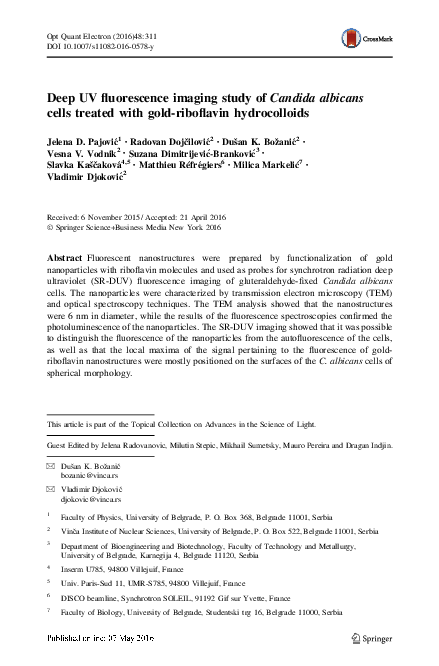(PDF) Deep UV fluorescence imaging study of Candida albicans cells ...