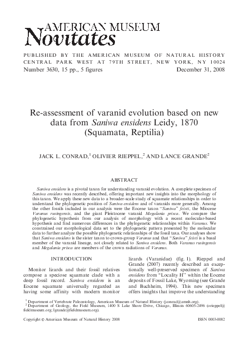 (PDF) Re-assessment of varanid evolution based on new data from Saniwa ...