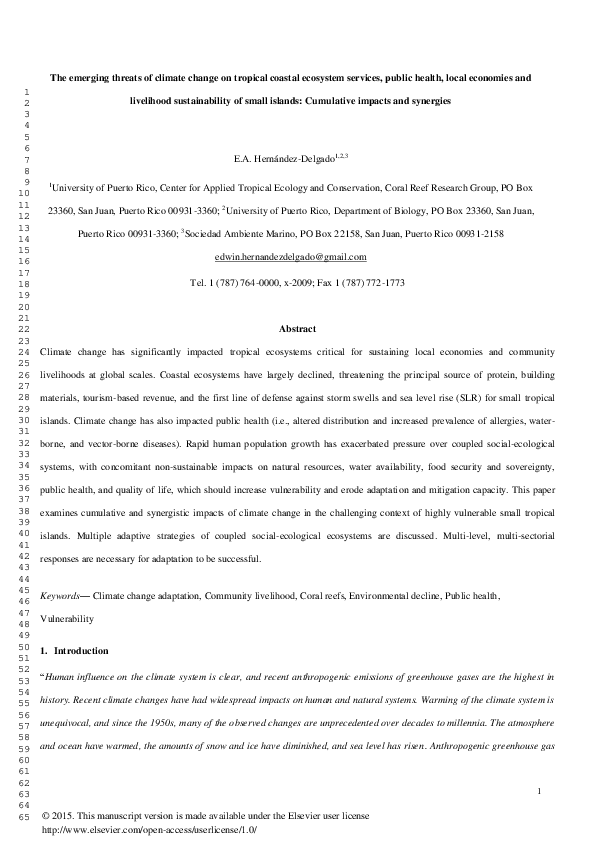 (PDF) The emerging threats of climate change on tropical coastal ...