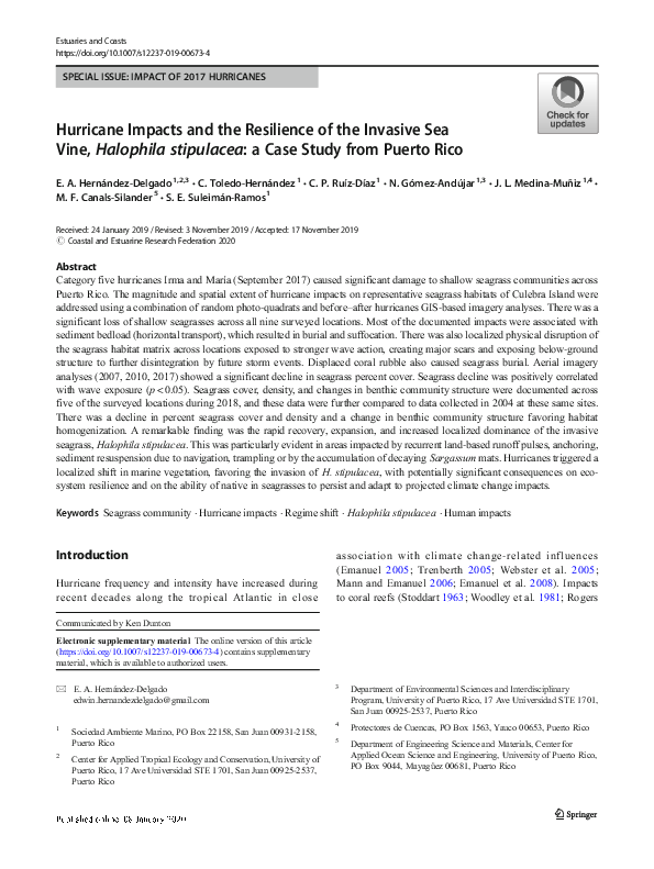 (PDF) Hurricane Impacts and the Resilience of the Invasive Sea Vine ...