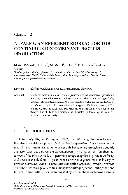 (PDF) Alfalfa: An Efficient Bioreactor for Continuous Recombinant ...