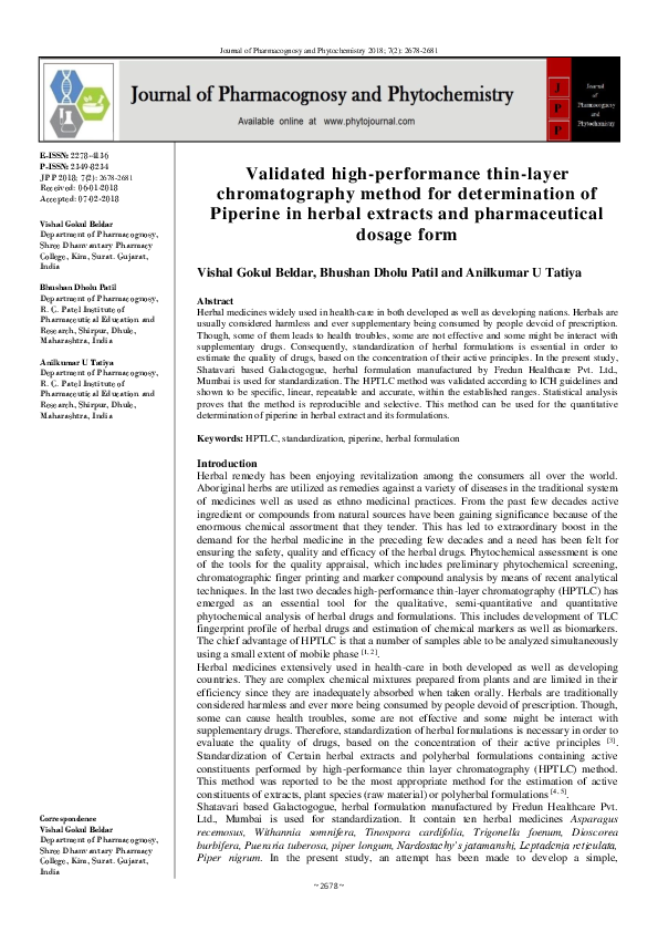 (PDF) Validated high-performance thin-layer chromatography method for determination of Piperine ...