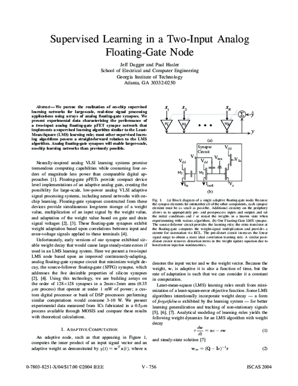 (PDF) Supervised learning in a two-input analog floating-gate node