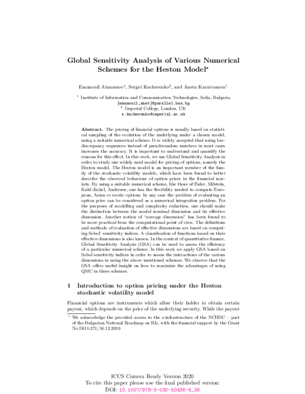 (PDF) Sensitivity Analysis of Heston Model Pricing