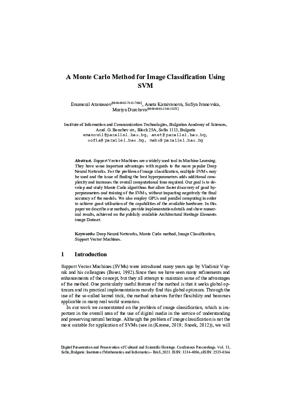 (PDF) A Monte Carlo Method for Image Classification Using SVM