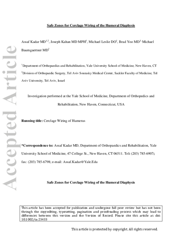 (PDF) Safe Zones for Cerclage Wiring of the Humeral Diaphysis