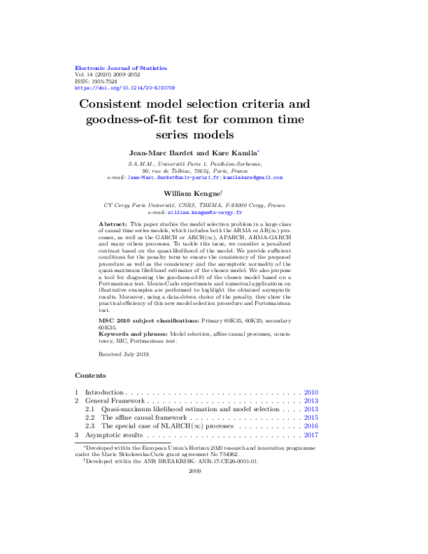 Pdf Consistent Model Selection Criteria And Goodness Of Fit Test For