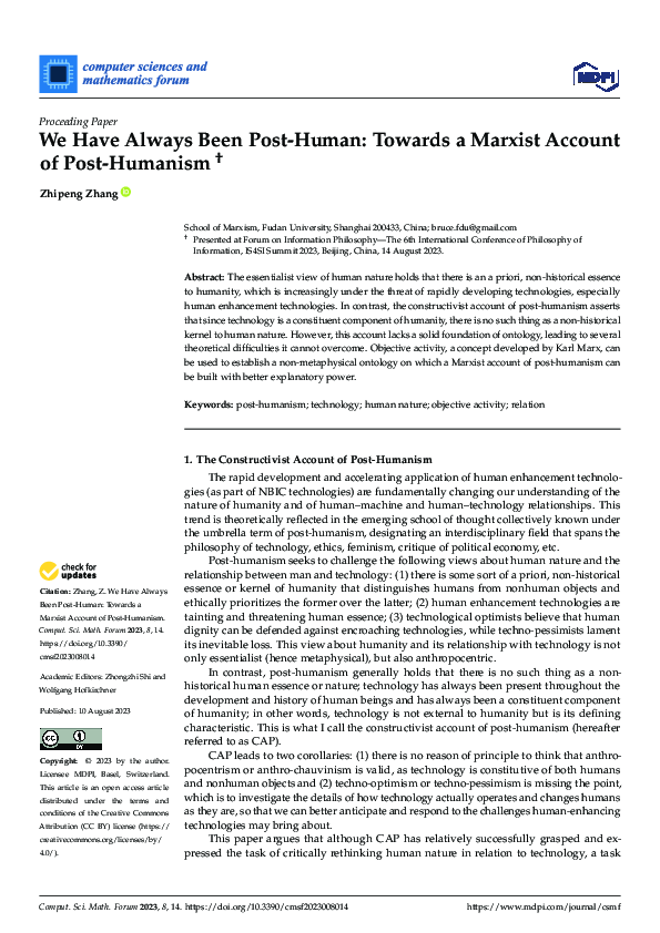 (PDF) We Have Always Been Post-Human: Towards a Marxist Account of Post ...