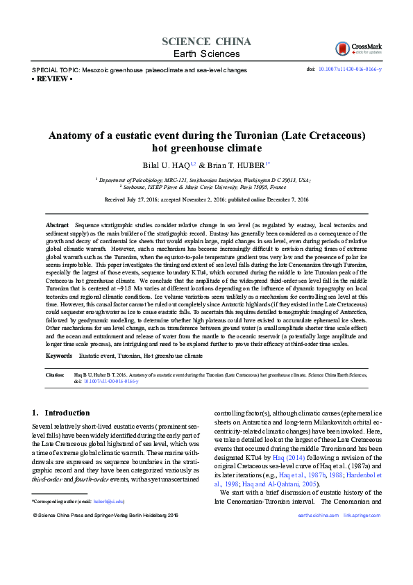 (PDF) Anatomy of a eustatic event during the Turonian (Late Cretaceous ...