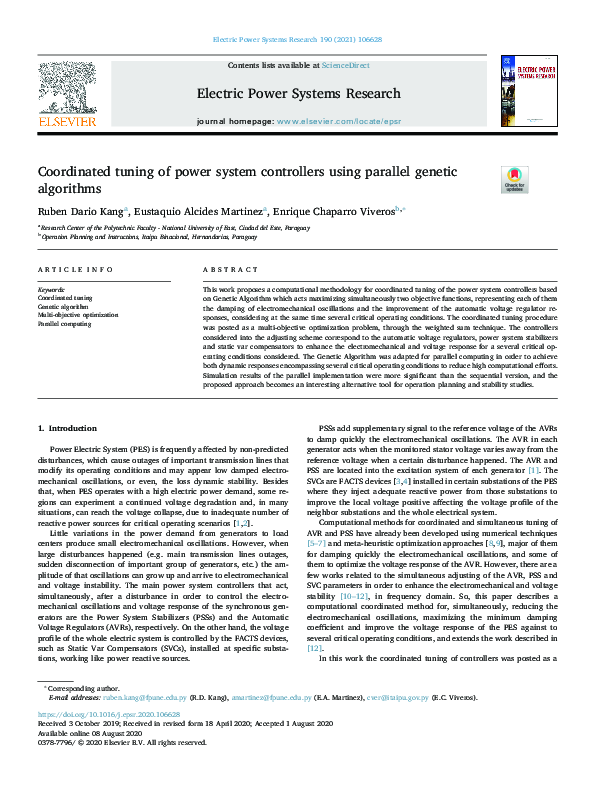 (PDF) Coordinated tuning of power system controllers using parallel genetic algorithms