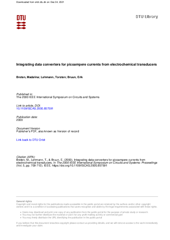 (PDF) Integrating data converters for picoampere currents from electrochemical transducers