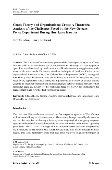 Pdf Chaos Theory And Organizational Crisis A Theoretical Analysis Of The Challenges Faced By