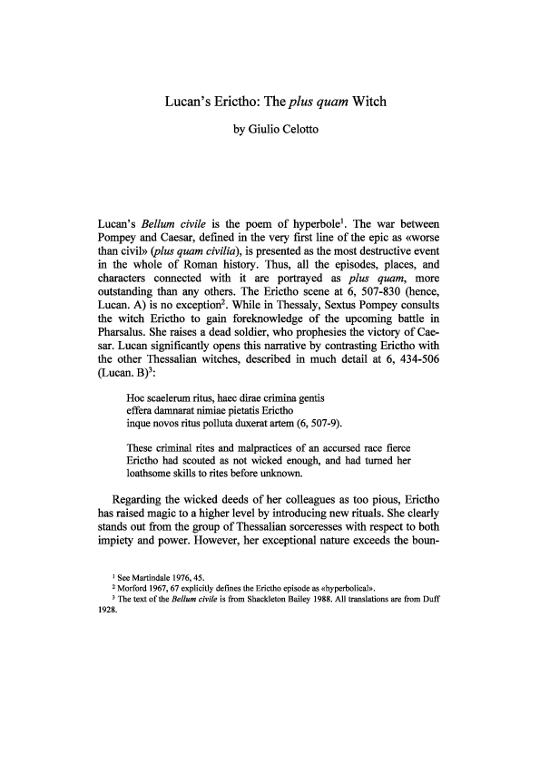 (PDF) Lucan’s Erictho: The plus quam Witch