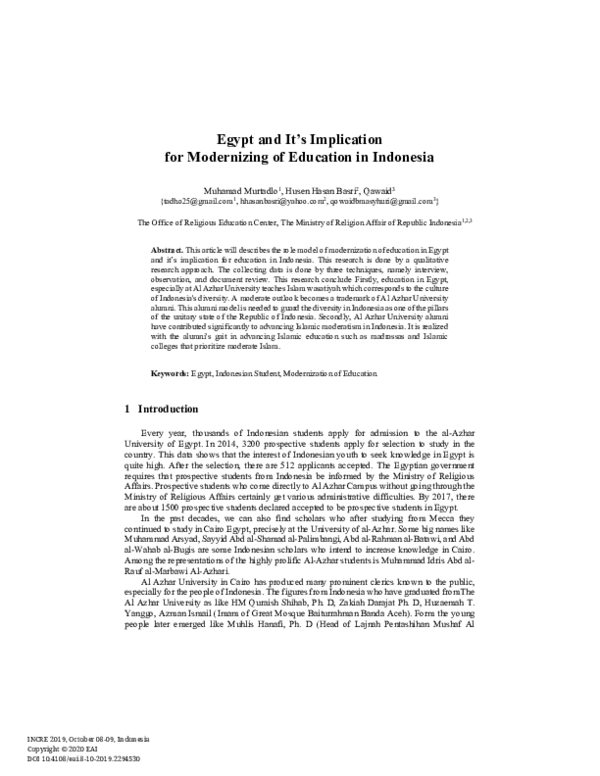 (PDF) Egypt and It’s Implication for Modernizing of Education in Indonesia