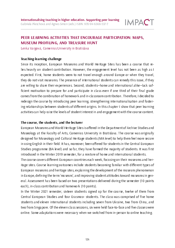 (PDF) PEER LEARNING ACTIVITIES THAT ENCOURAGE PARTICIPATION: MAPS ...