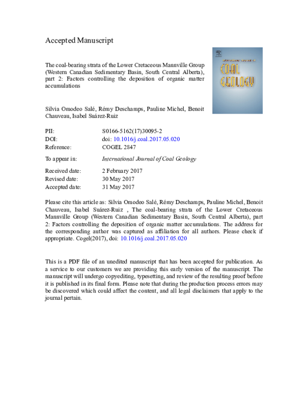 (PDF) The coal-bearing strata of the Lower Cretaceous Mannville Group ...