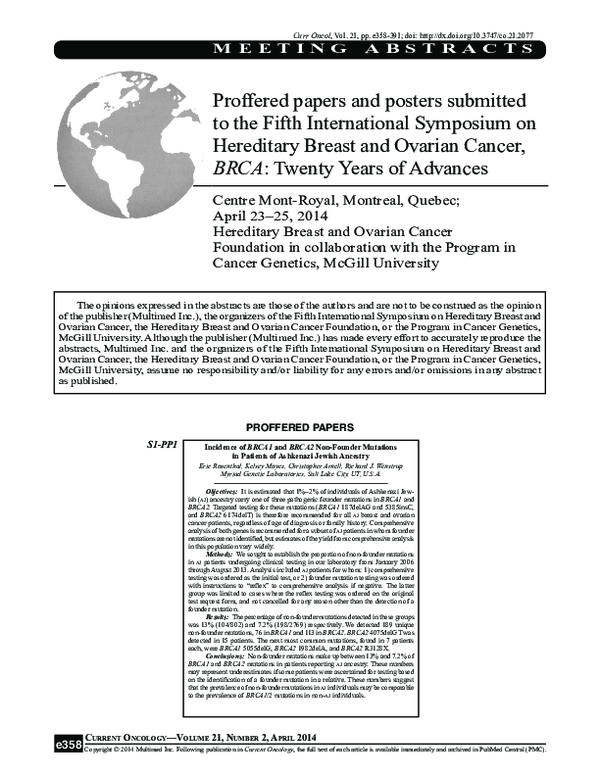 (PDF) Proffered papers and posters submitted to the Fifth International ...