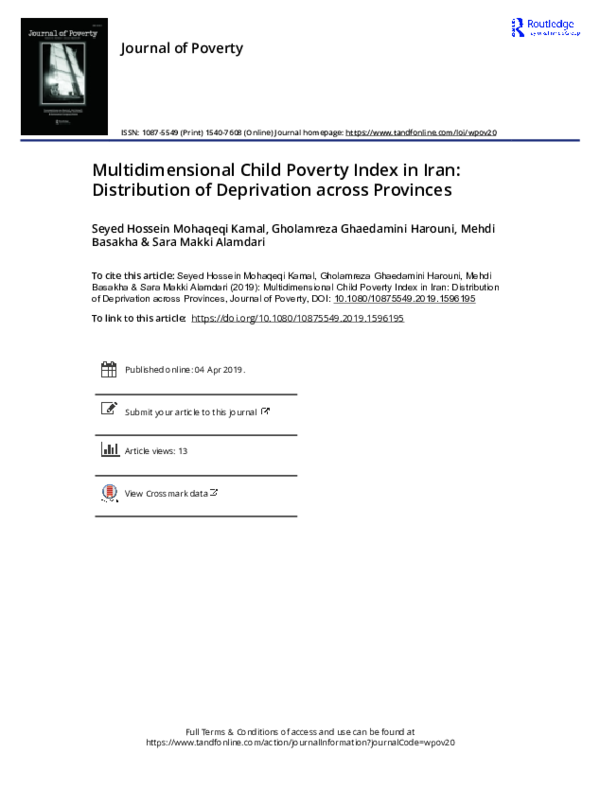 (PDF) Multidimensional Child Poverty Index in Iran: Distribution of ...