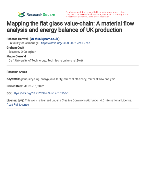 (PDF) Mapping the flat glass value-chain: A material flow analysis and ...