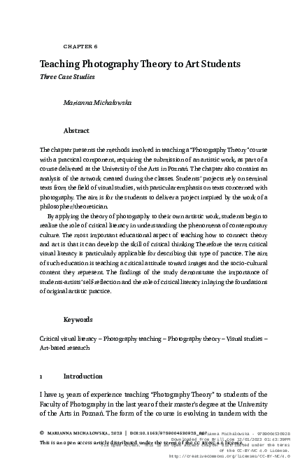 (PDF) Teaching Photography Theory to Art Students