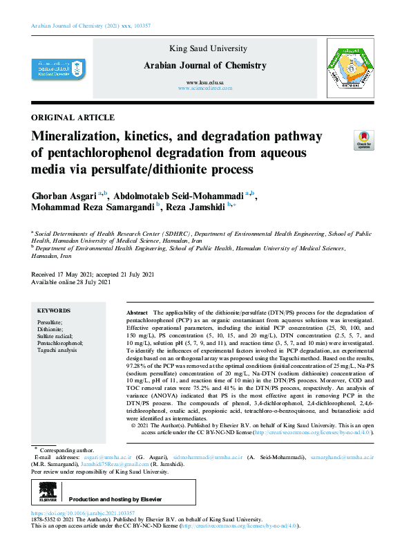 (PDF) Mineralization, kinetics, and degradation pathway of ...