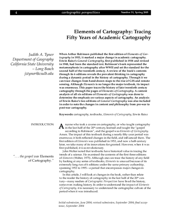 (PDF) Elements of Cartography: Tracing Fifty Years of Academic Cartography