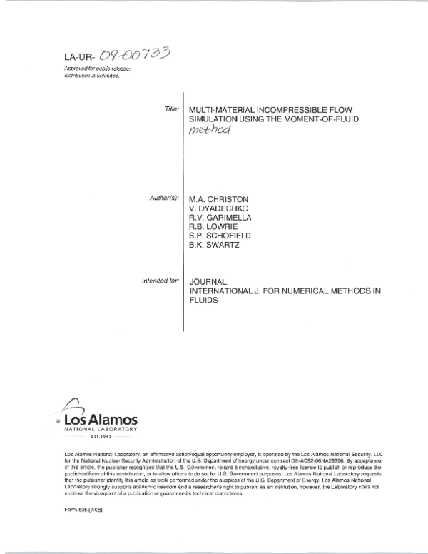 (PDF) Multi-material incompressible flow simulation using the moment-of-fluid method | Mark ...
