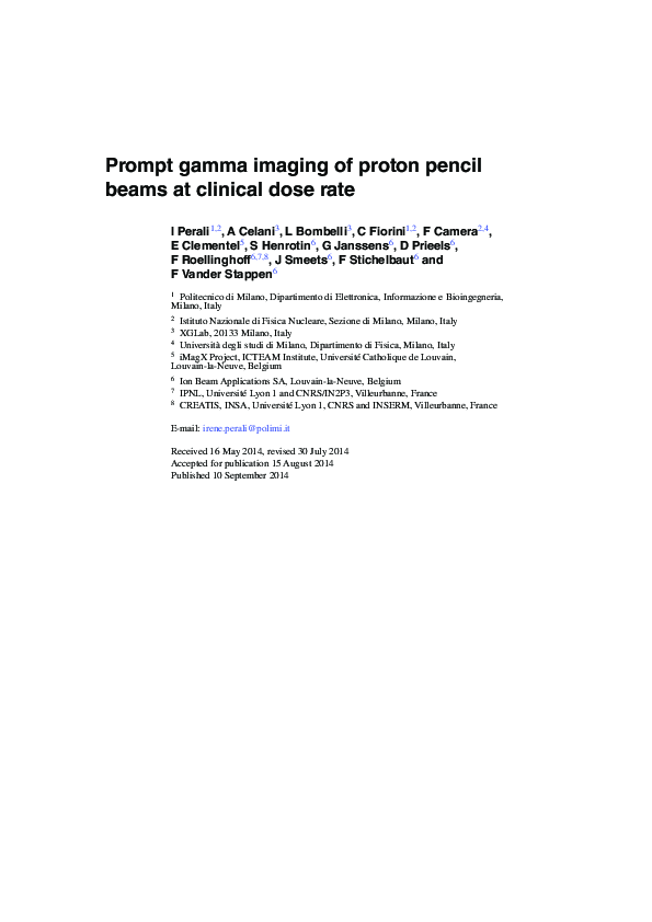 (PDF) Prompt gamma imaging of proton pencil beams at clinical dose rate ...
