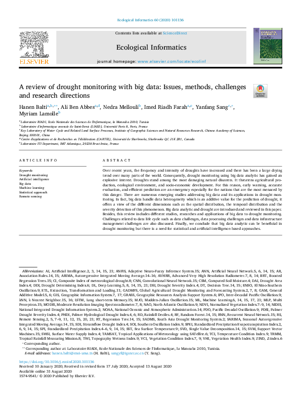 (PDF) A review of drought monitoring with big data: Issues, methods, challenges and research ...
